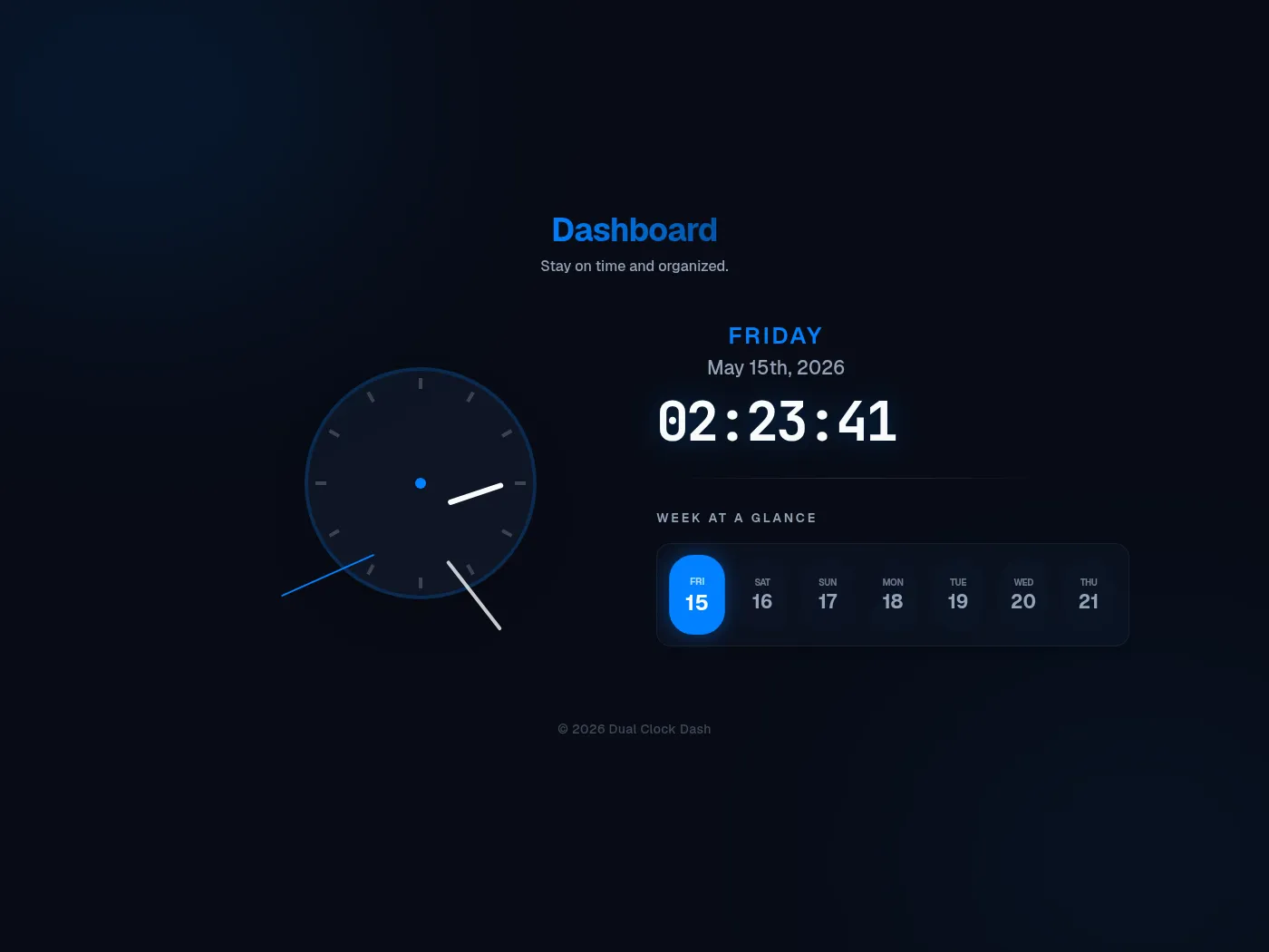 Dual Clock Dashboard