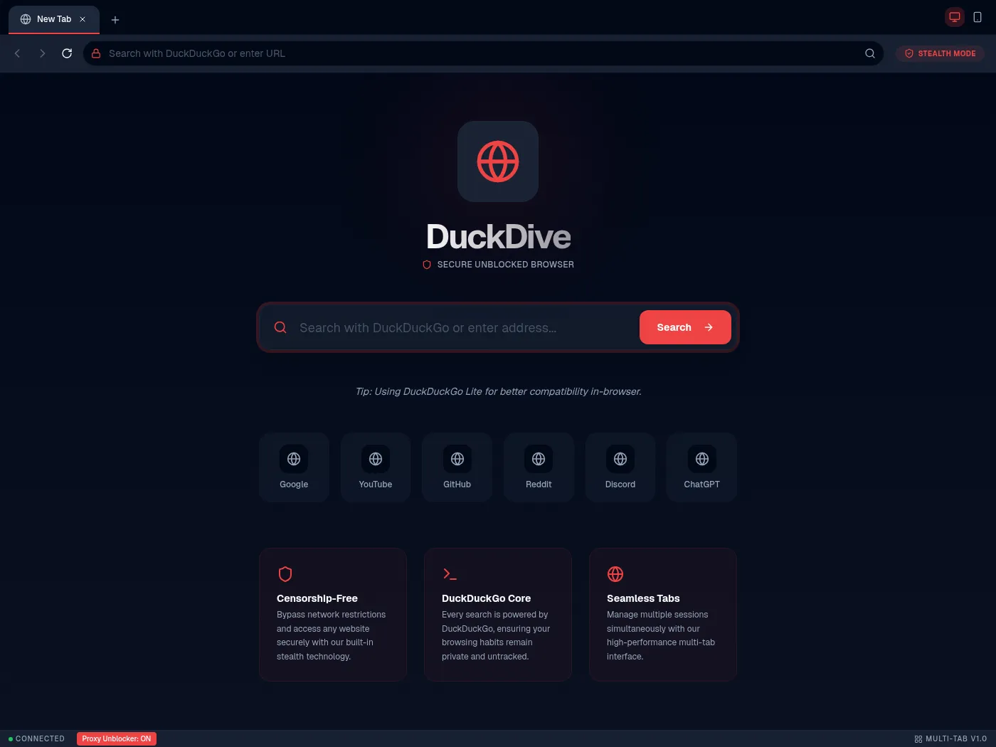 DuckDive Unblocked Browser