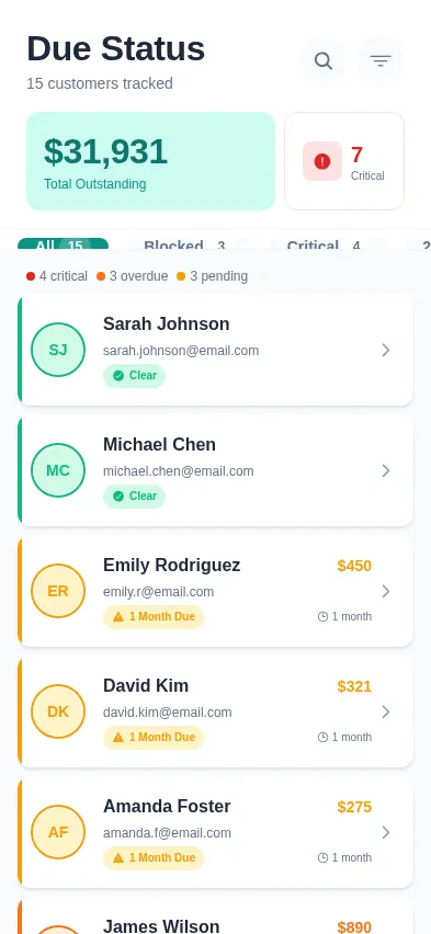 Due Month Mobile UI
