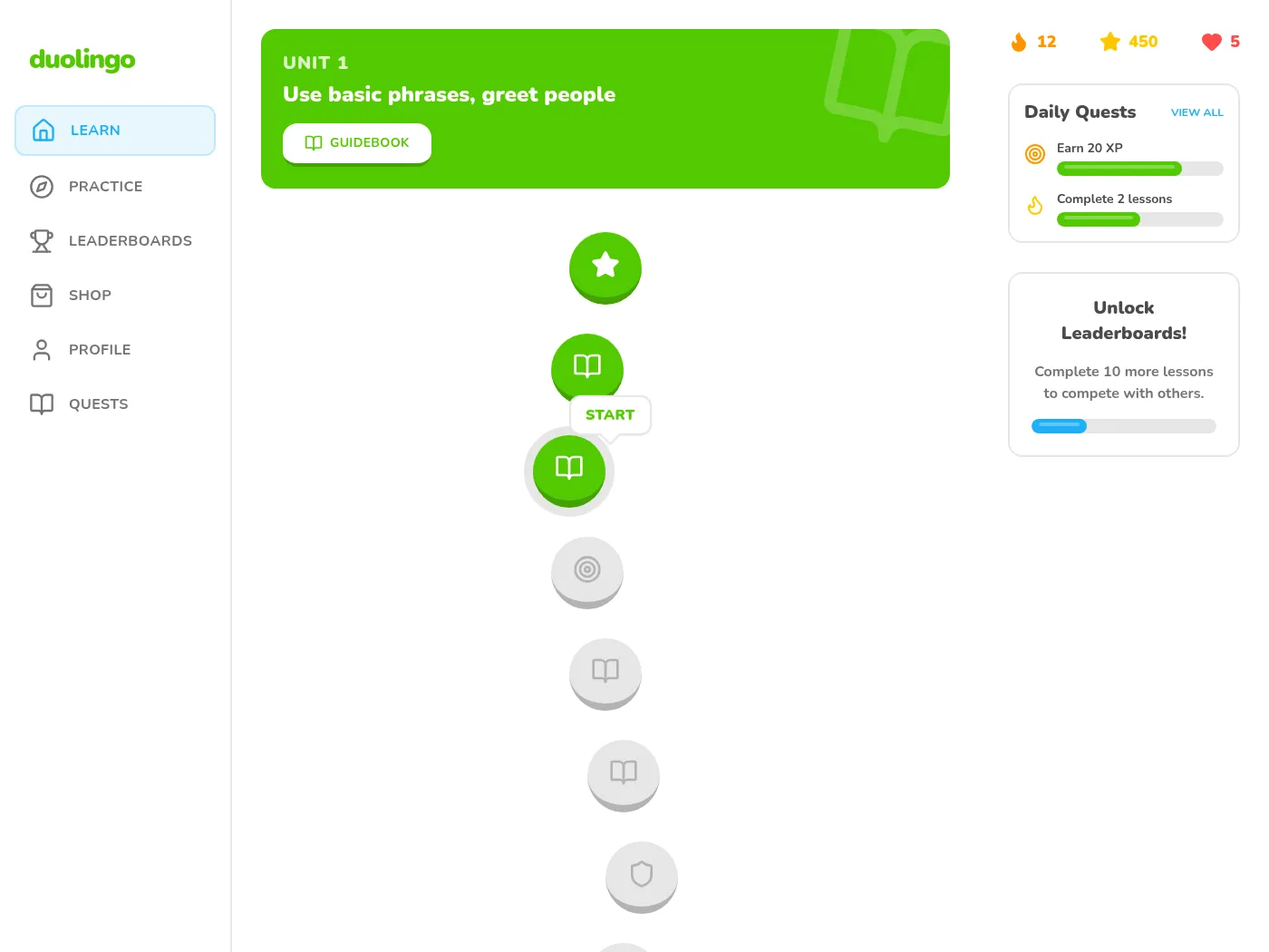 Duolingo UI Clone