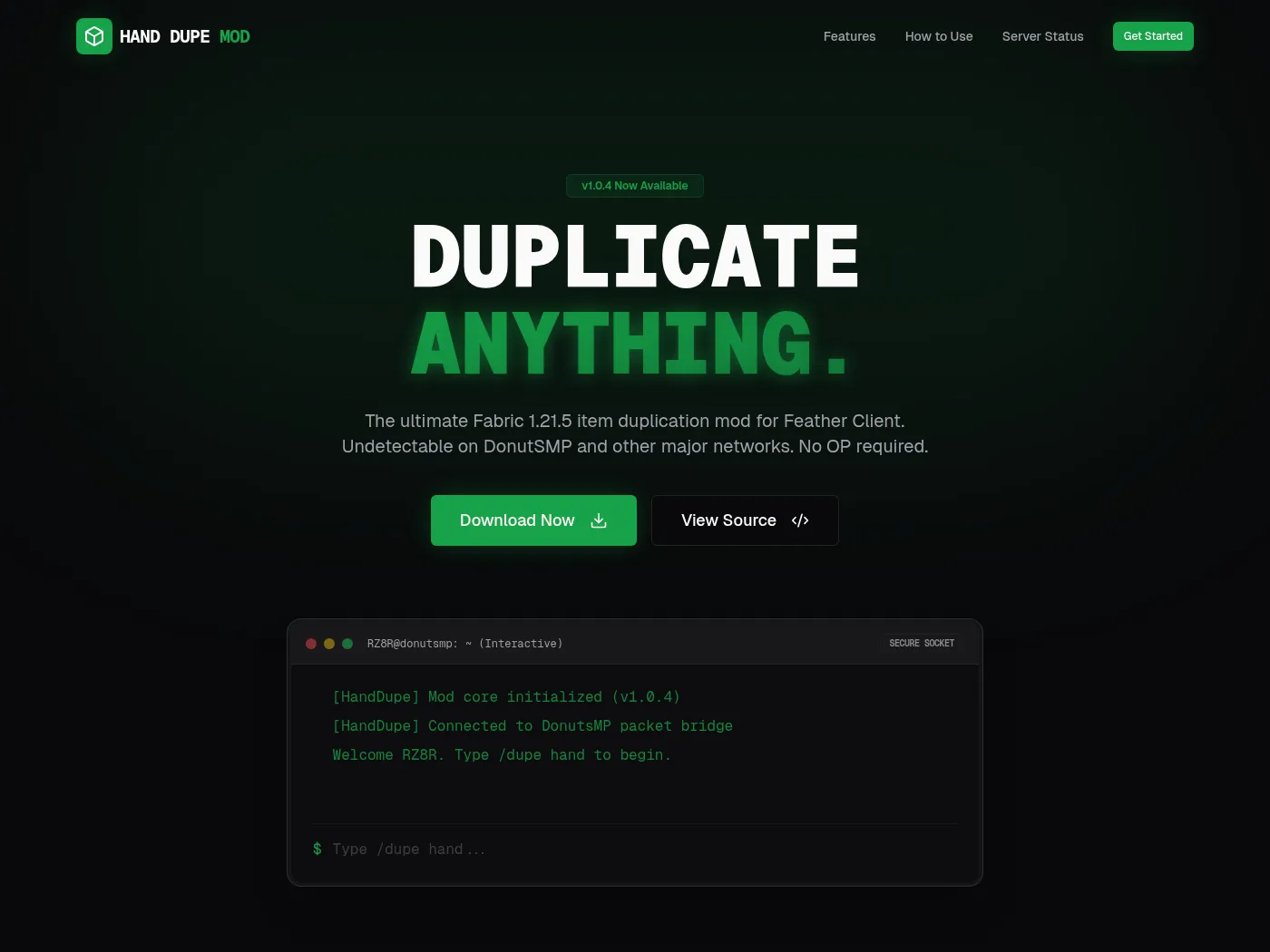 Hand Dupe Minecraft Mod