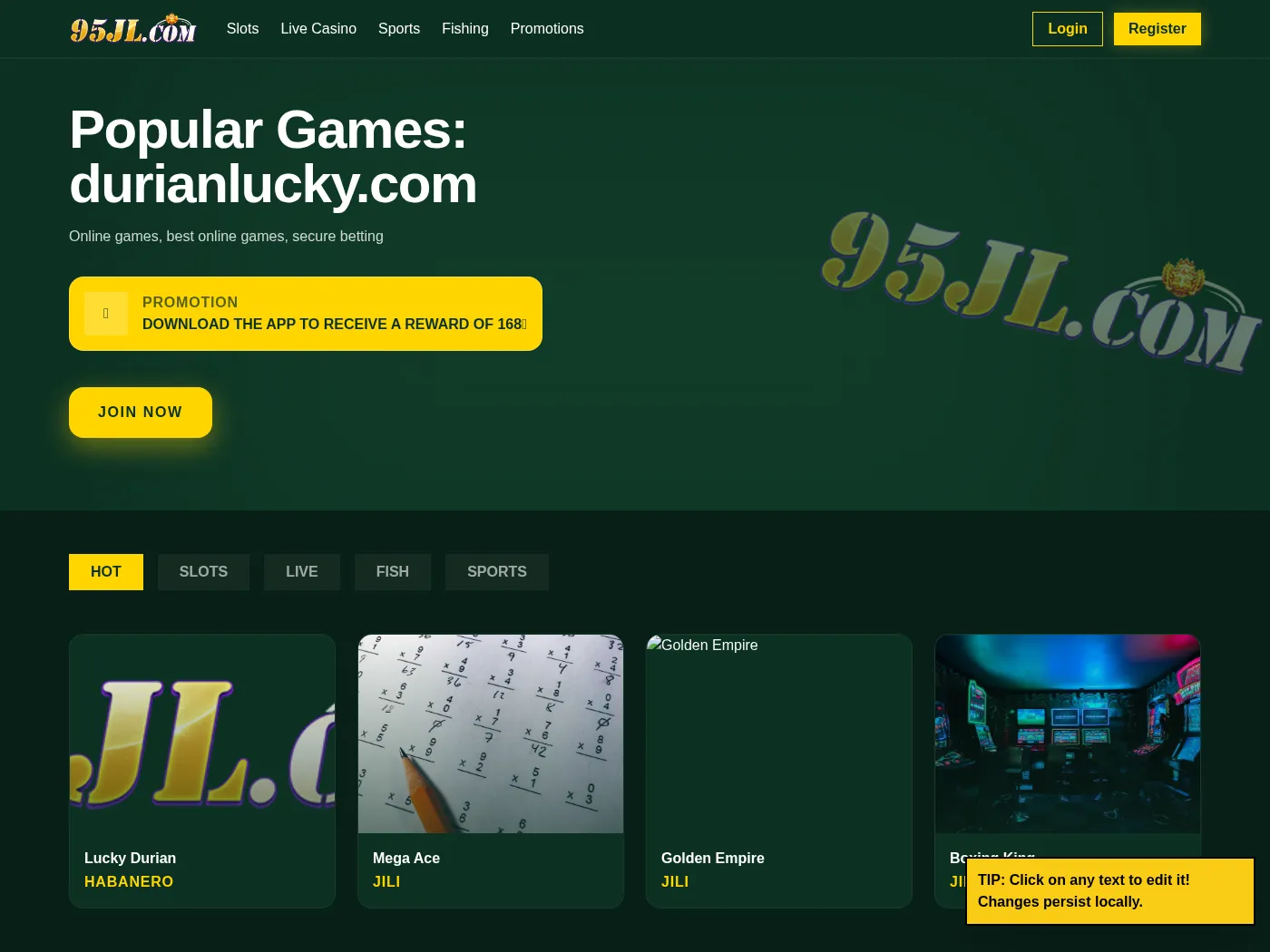 Durian Lucky Editable Site