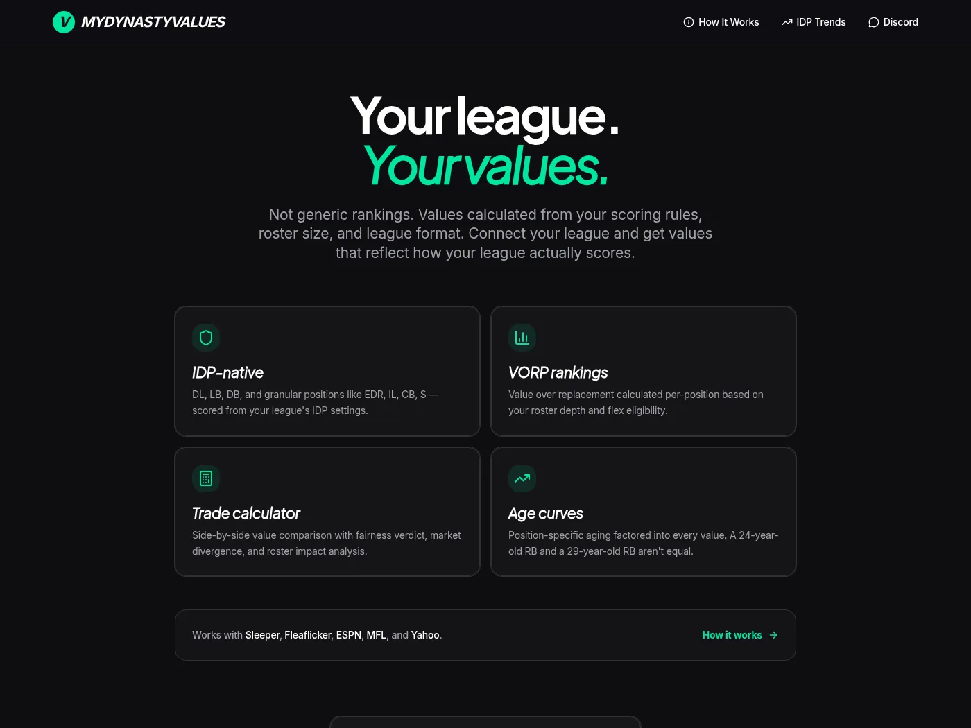 Dynasty Values Homepage Clone