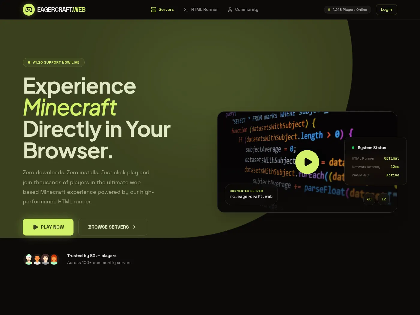 Eagercraft Web Experience