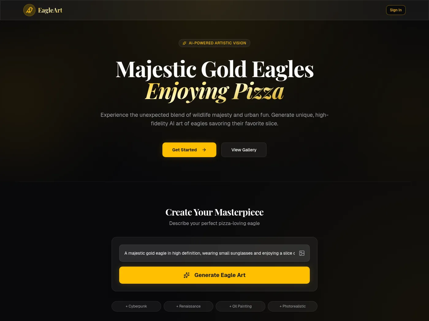 Gold Eagle Eats Pizza