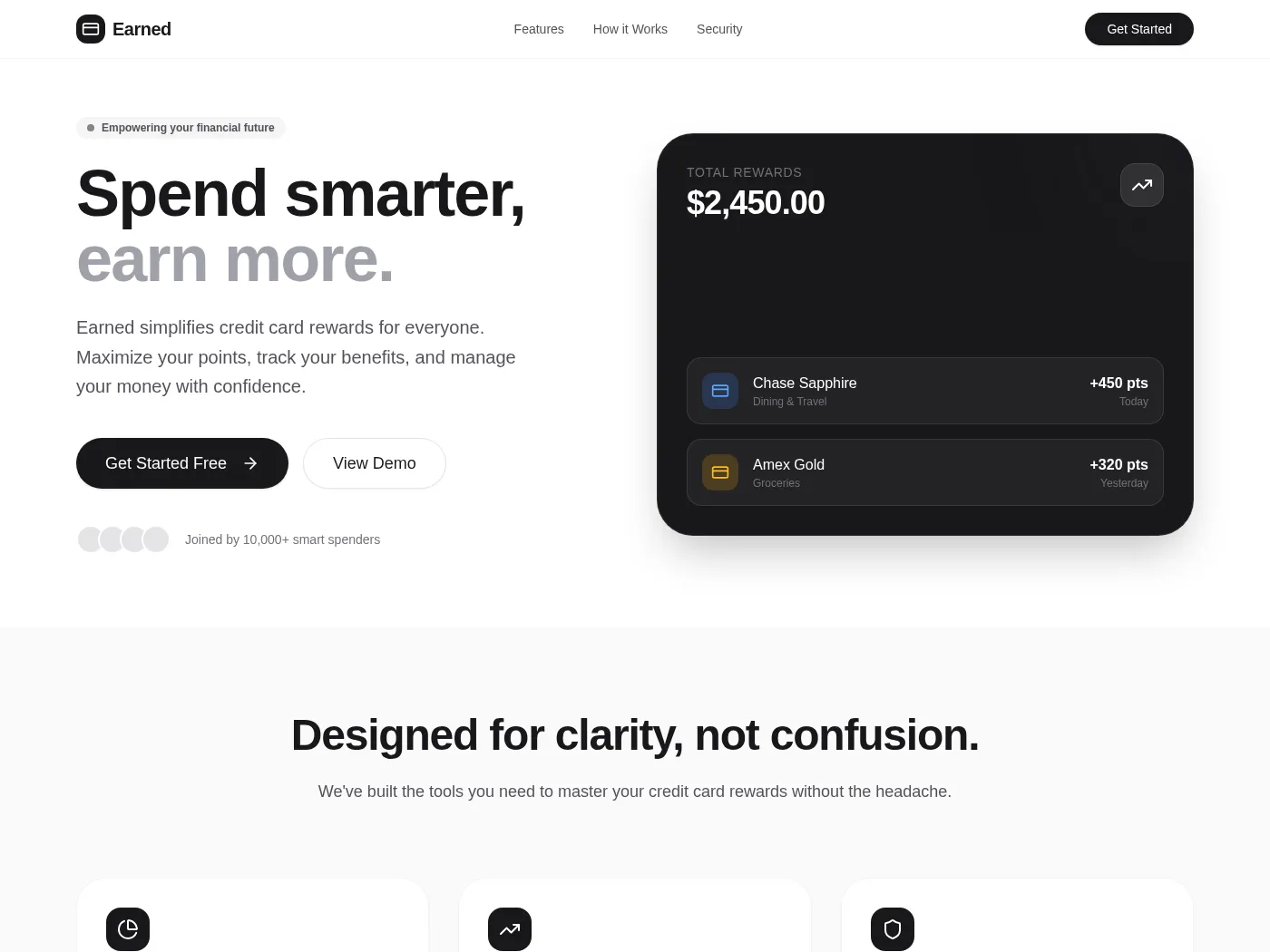 Earned Rewards Dashboard
