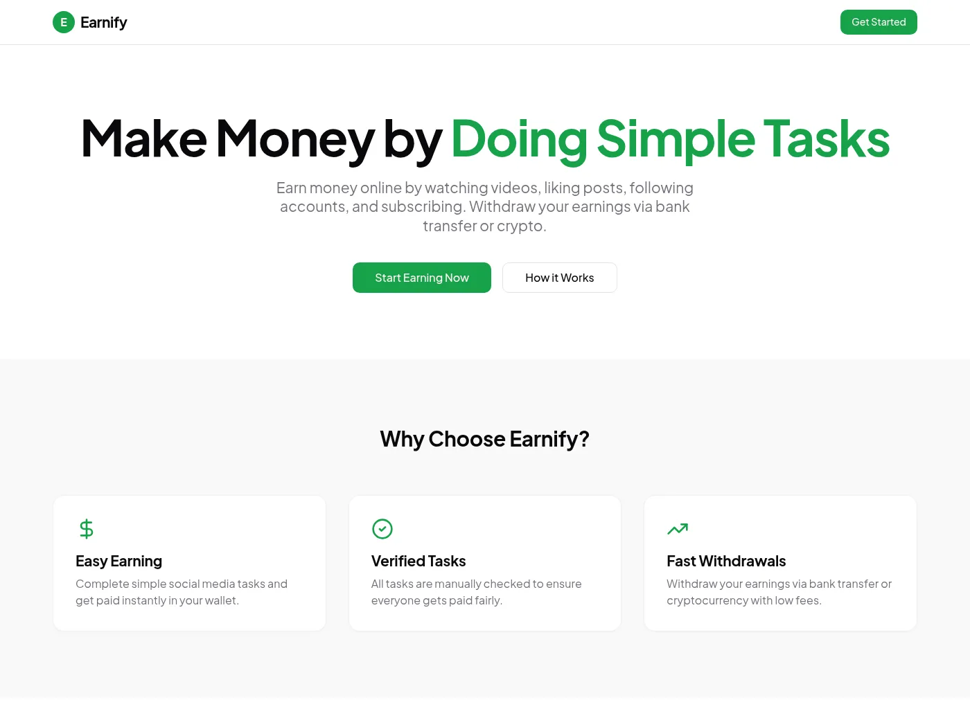 Earnify Web Tasks