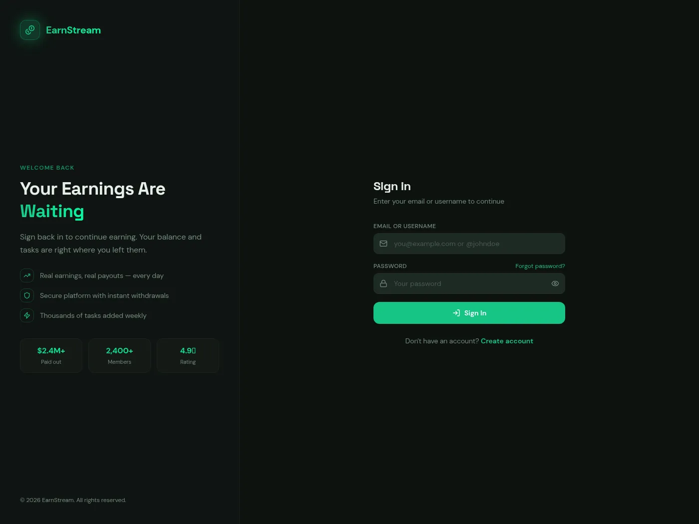 EarnStream Rewards Platform