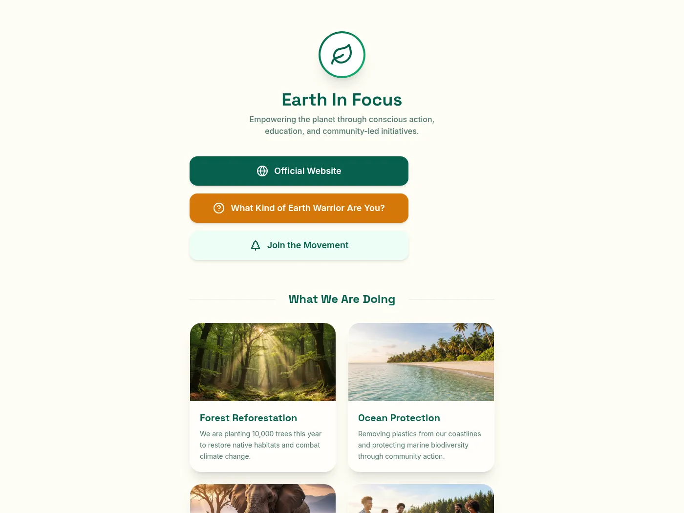 Earth In Focus Microsite