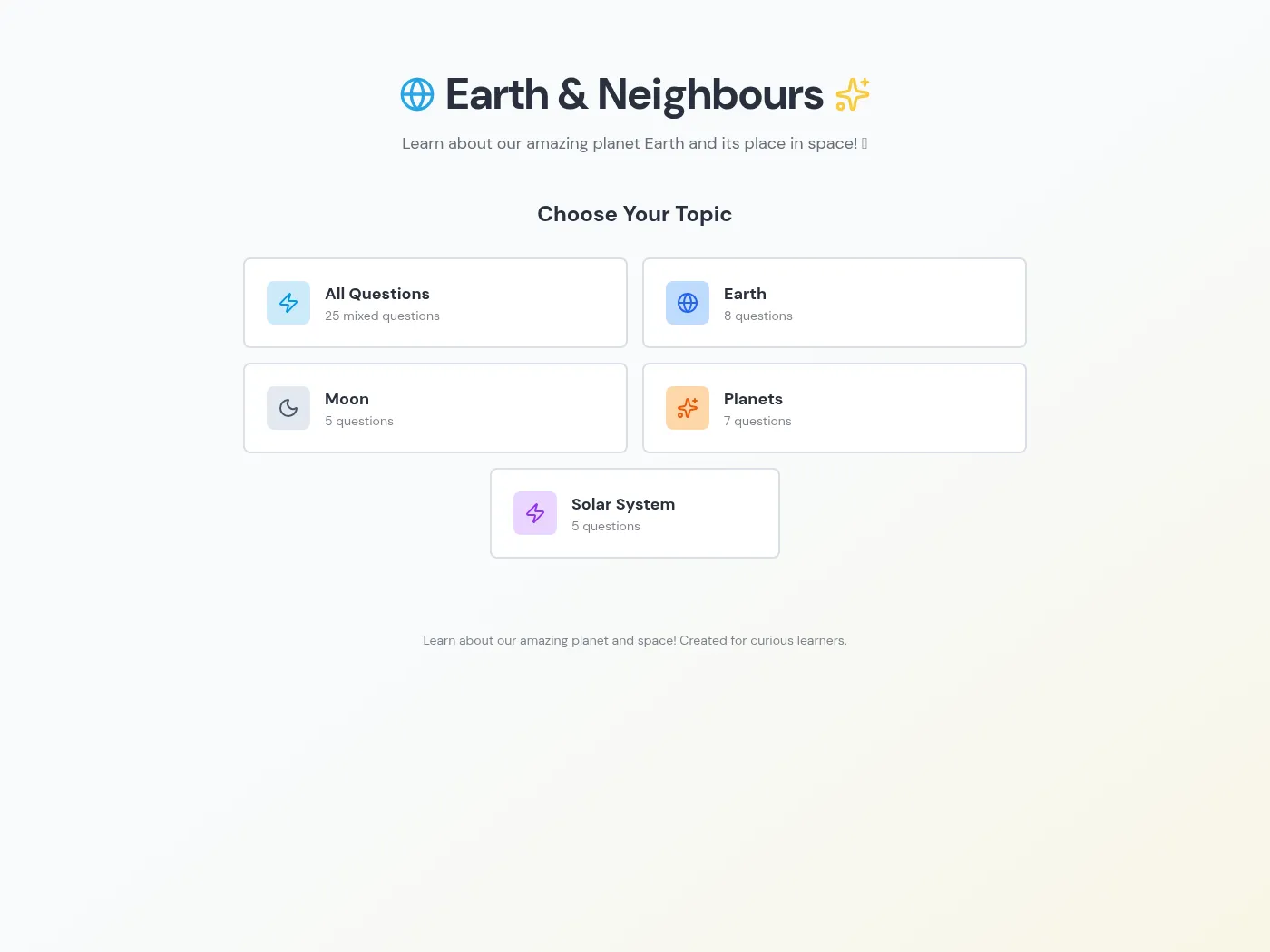Earth & Neighbours Quiz