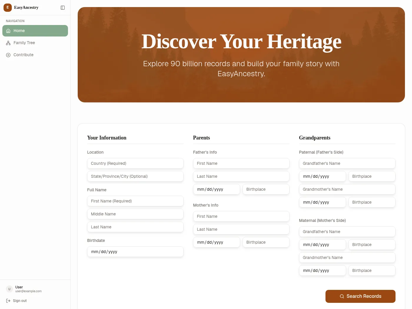 EasyAncestry Family Finder