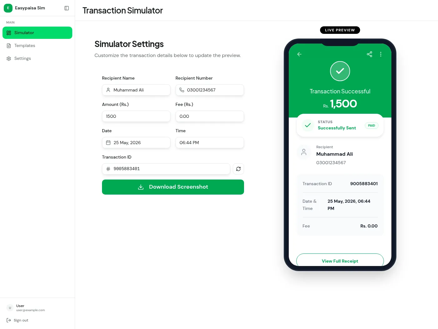 Fake Easypaisa Simulator
