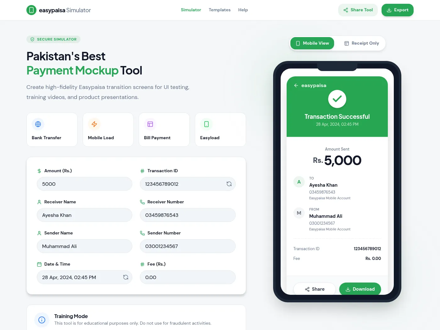 Easypaisa Transition Simulator