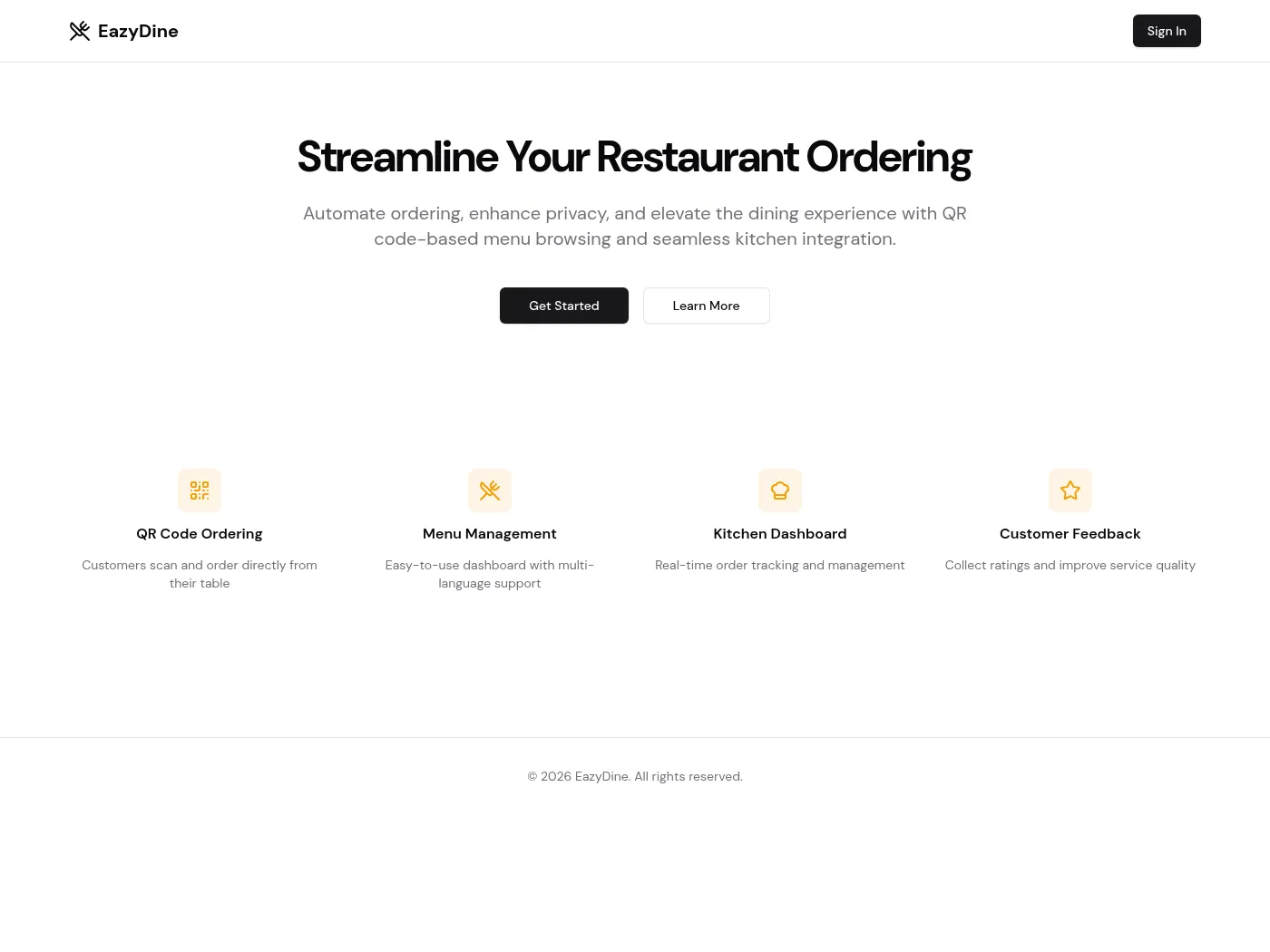EazyDine Ordering Platform