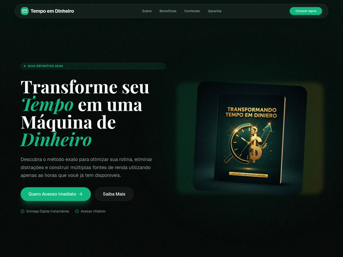 Tempo em Dinheiro Landing
