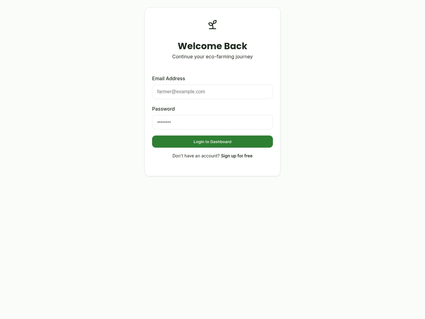 EcoFarm Dashboard UI