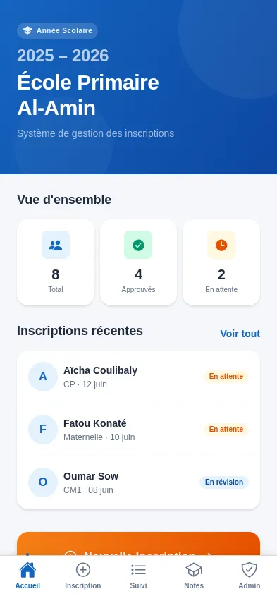 École Inscription App