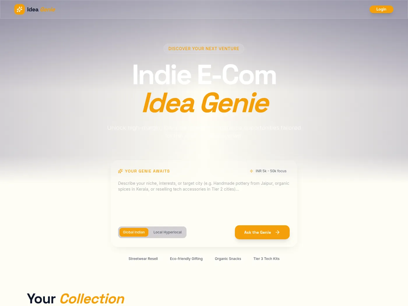 Indie E-Com Idea Genie