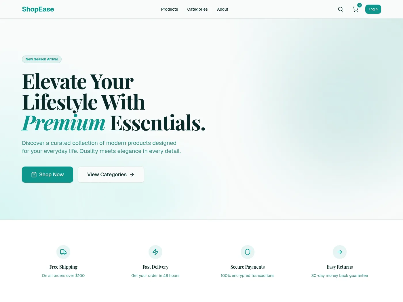ShopEase Commerce Site