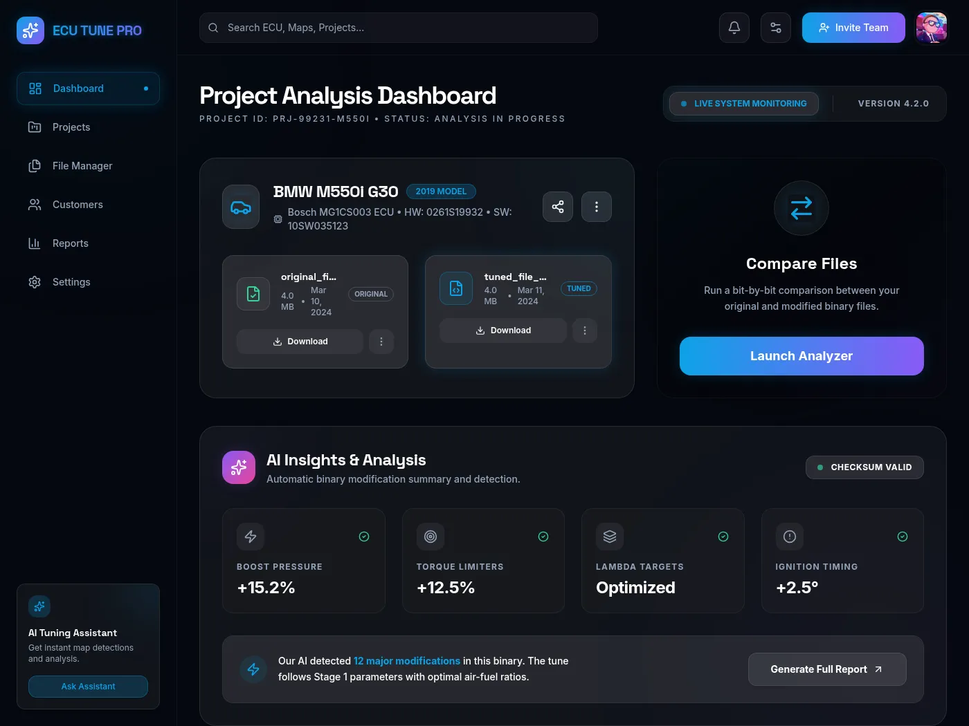 ECU Tune Pro Dashboard