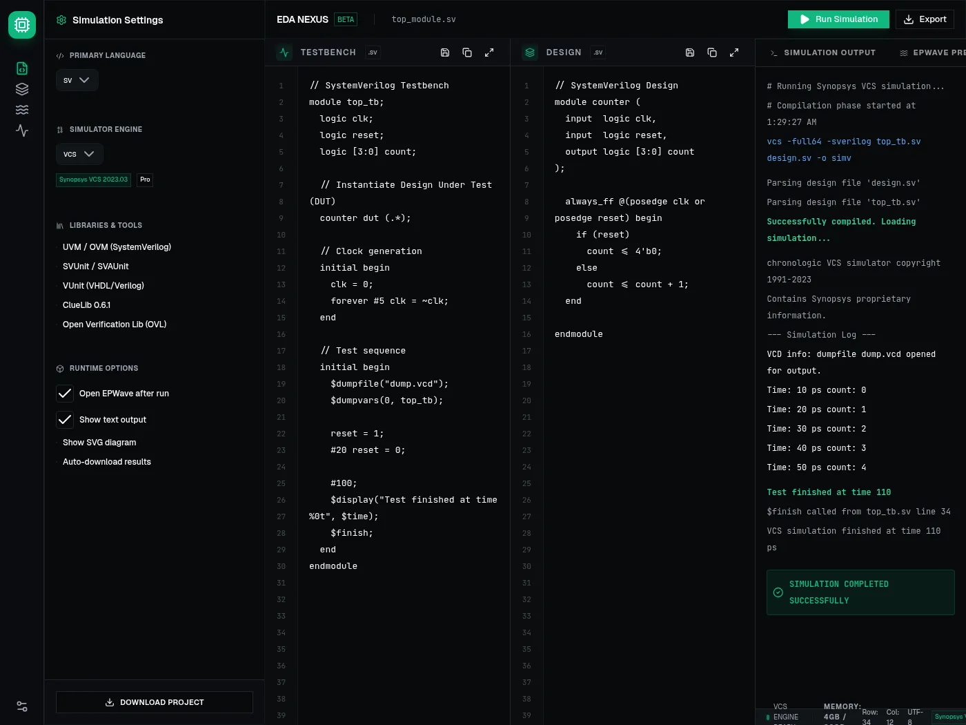 EDA Playground Integrator