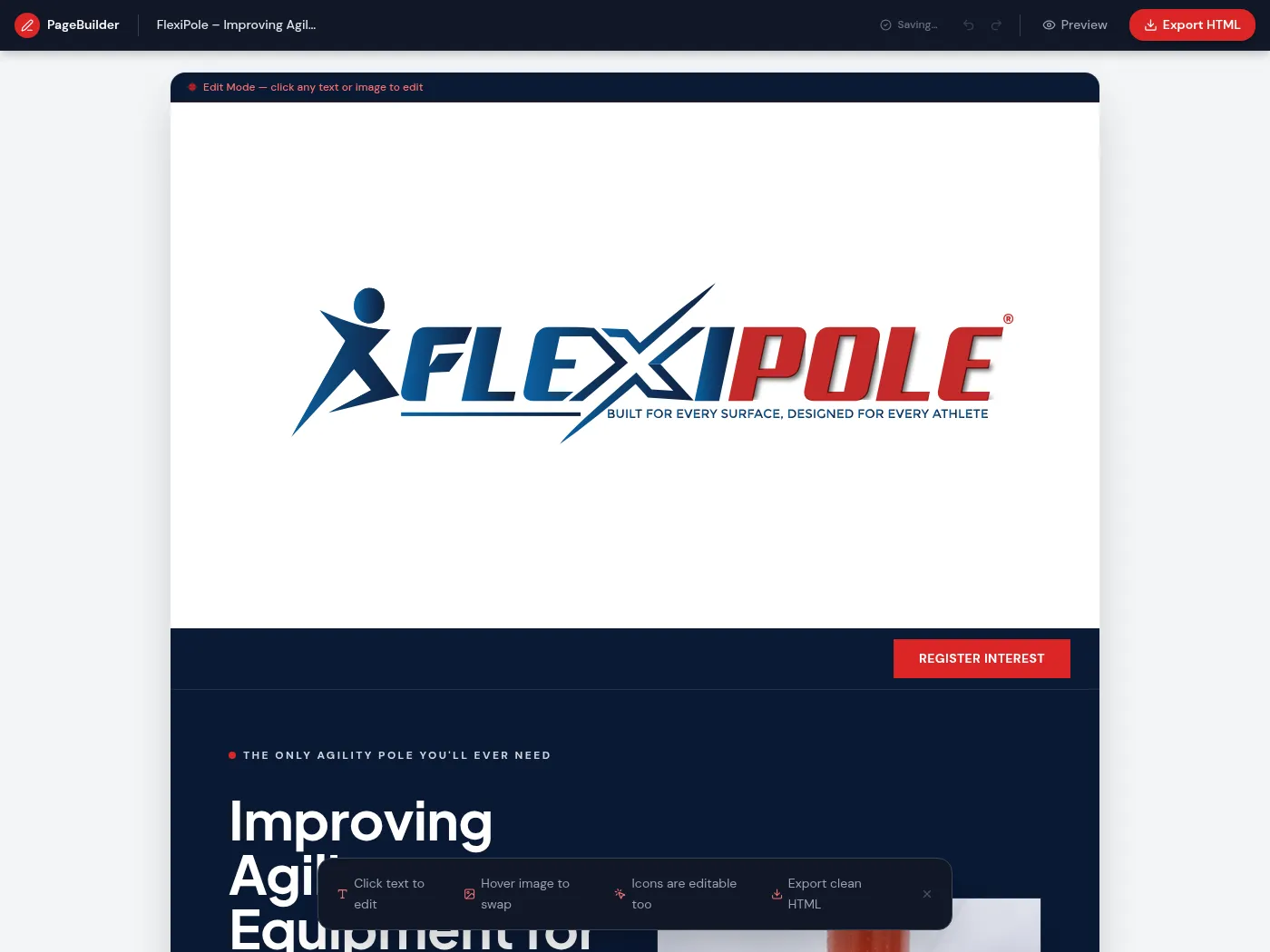 Editable Landing Builder