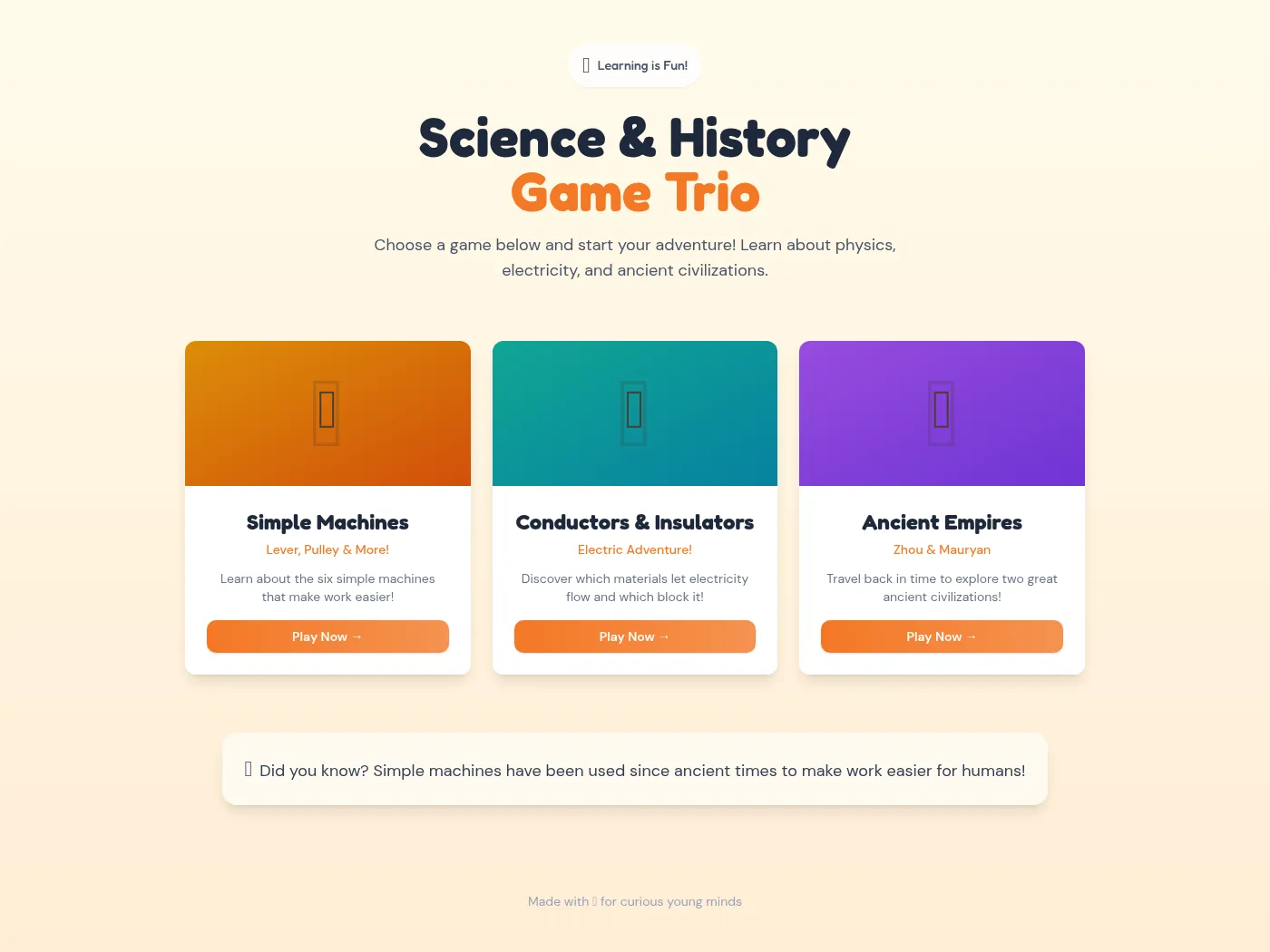 Science & History Game Trio