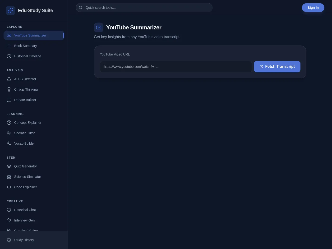 Edu-Study Suite Dashboard