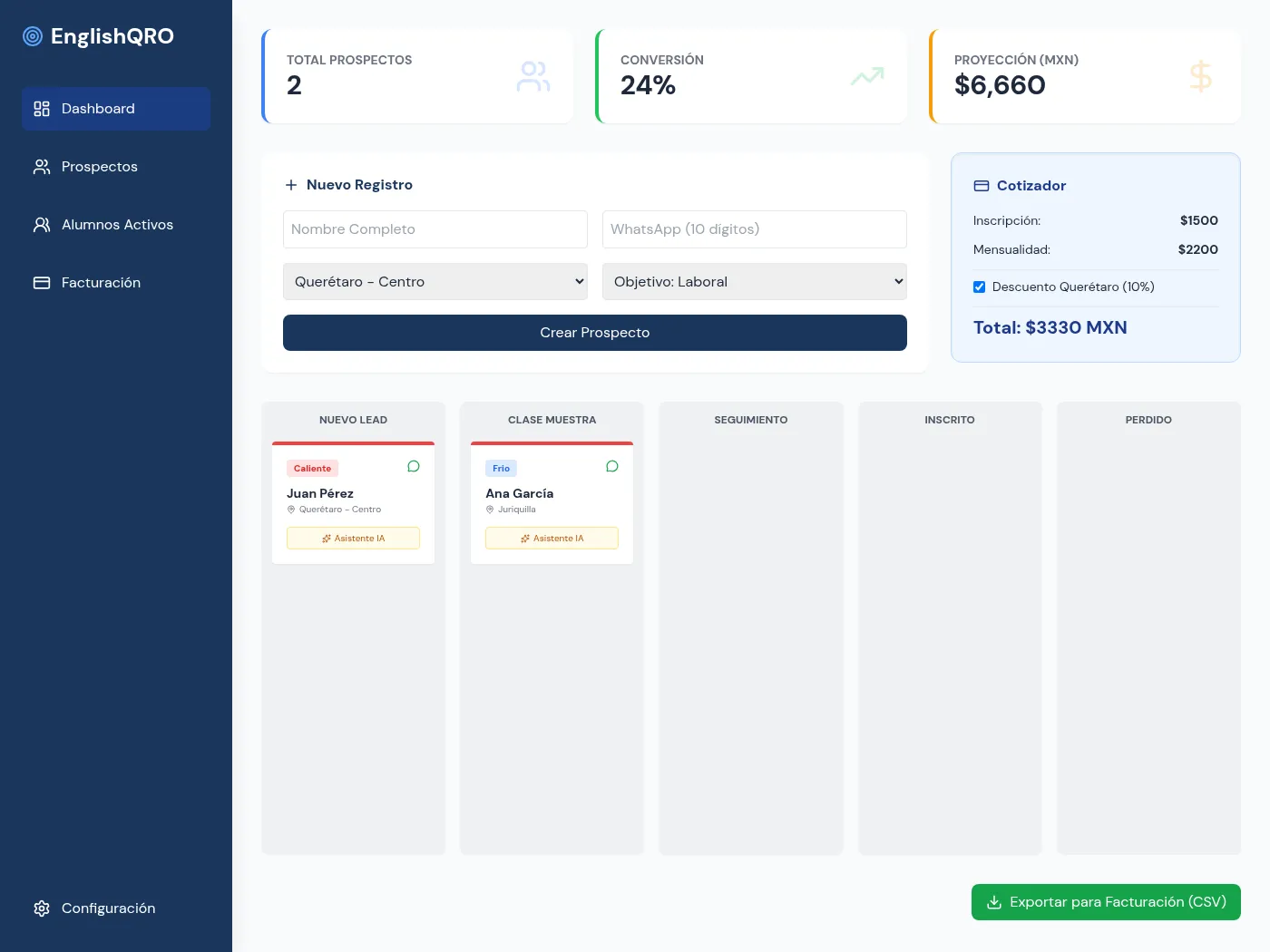 CRM Web Dashboard Elite English
