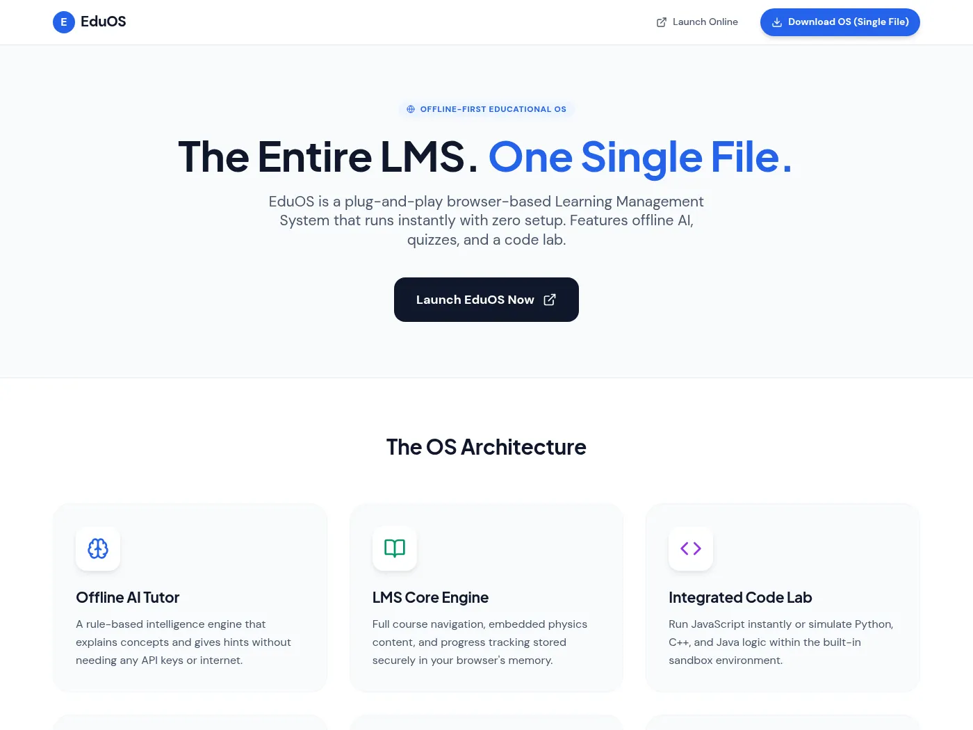 EduOS: Offline LMS in One File
