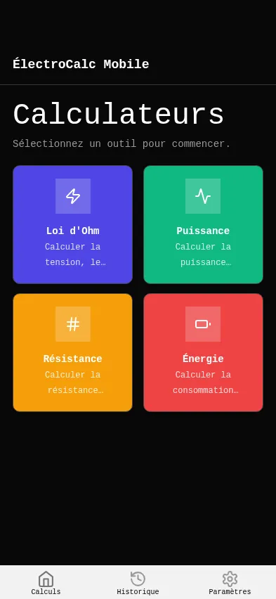 ÉlectroCalc Mobile