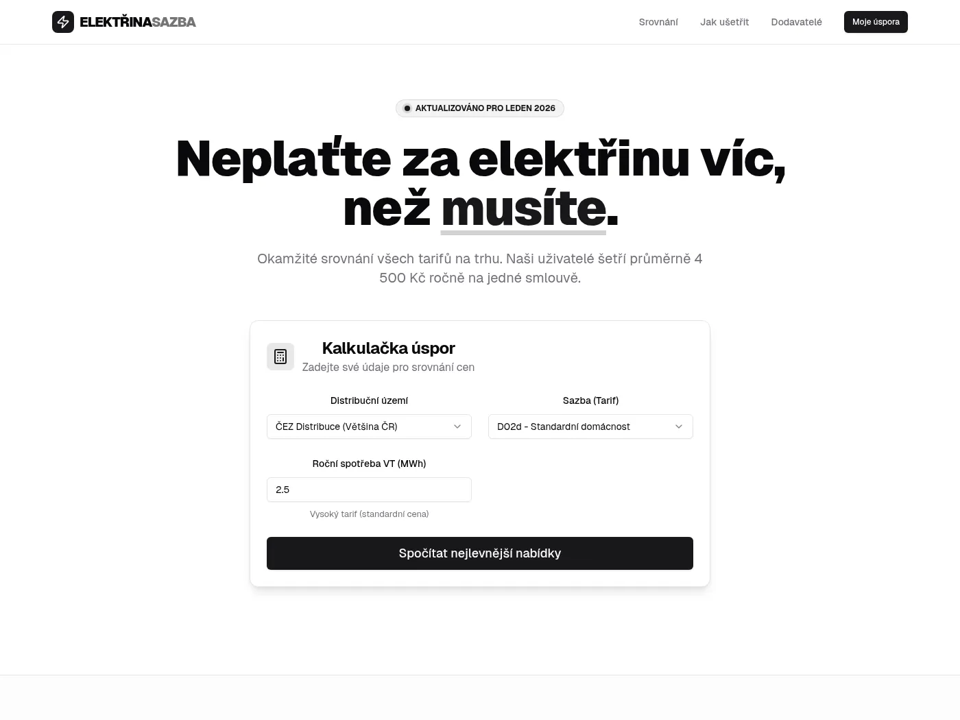 Elektřina Sazba Finder