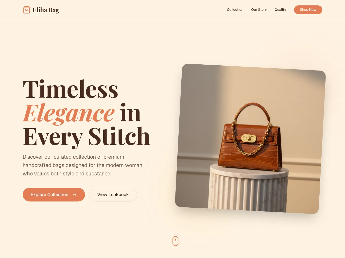 Eliha Bag Landing Page