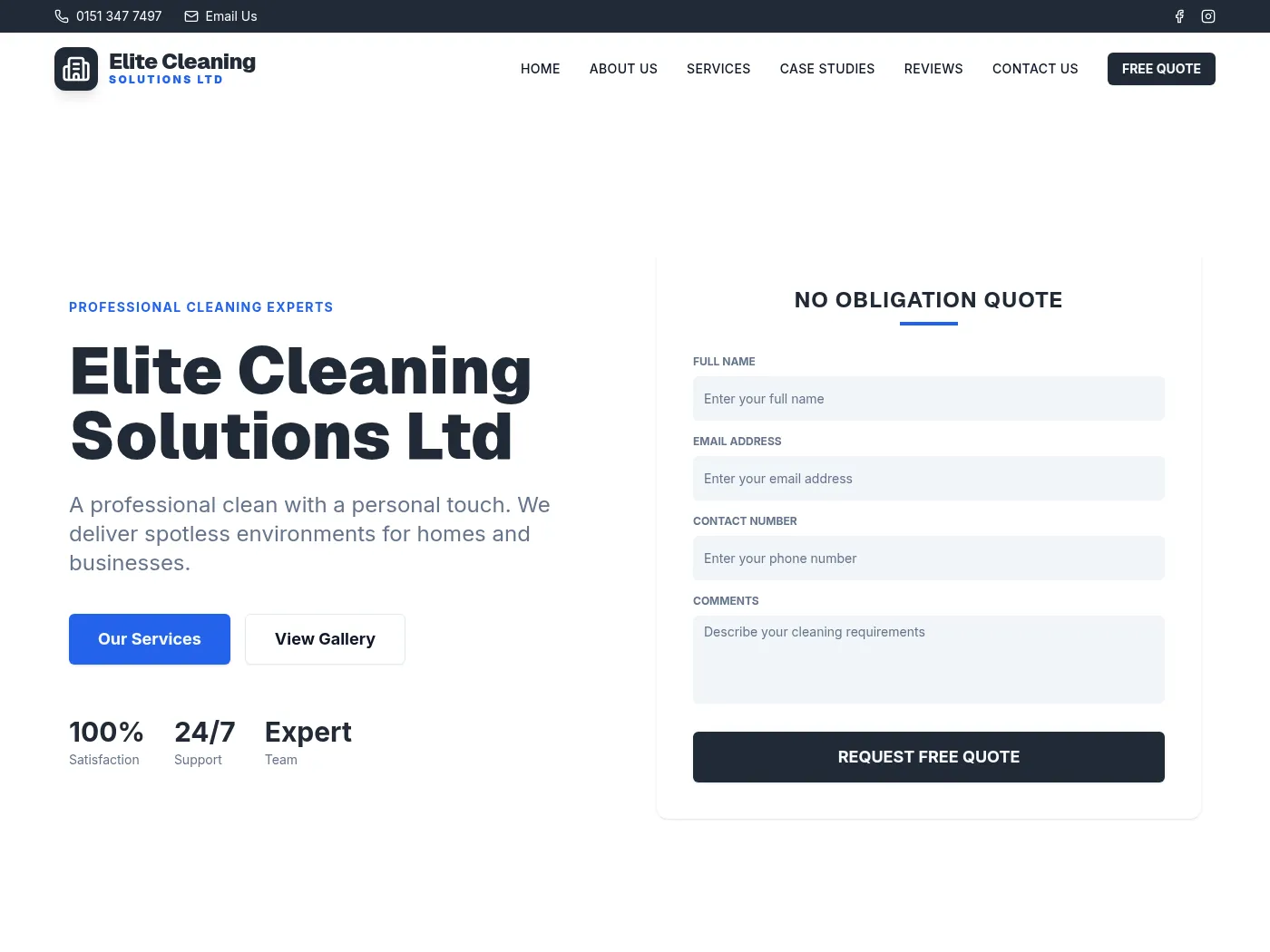 Elite Cleaning Website