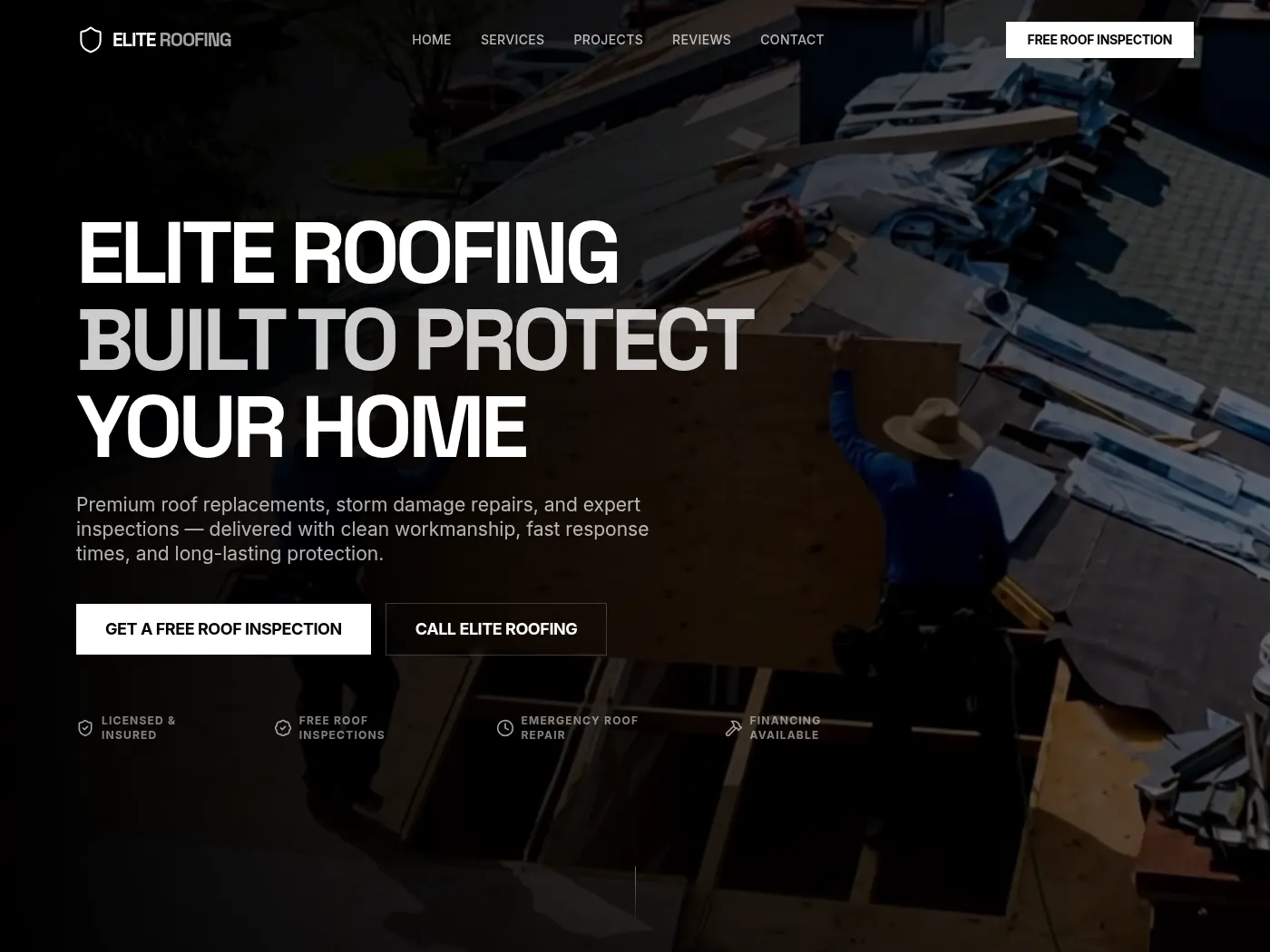 Elite Roofing Hero Redesign