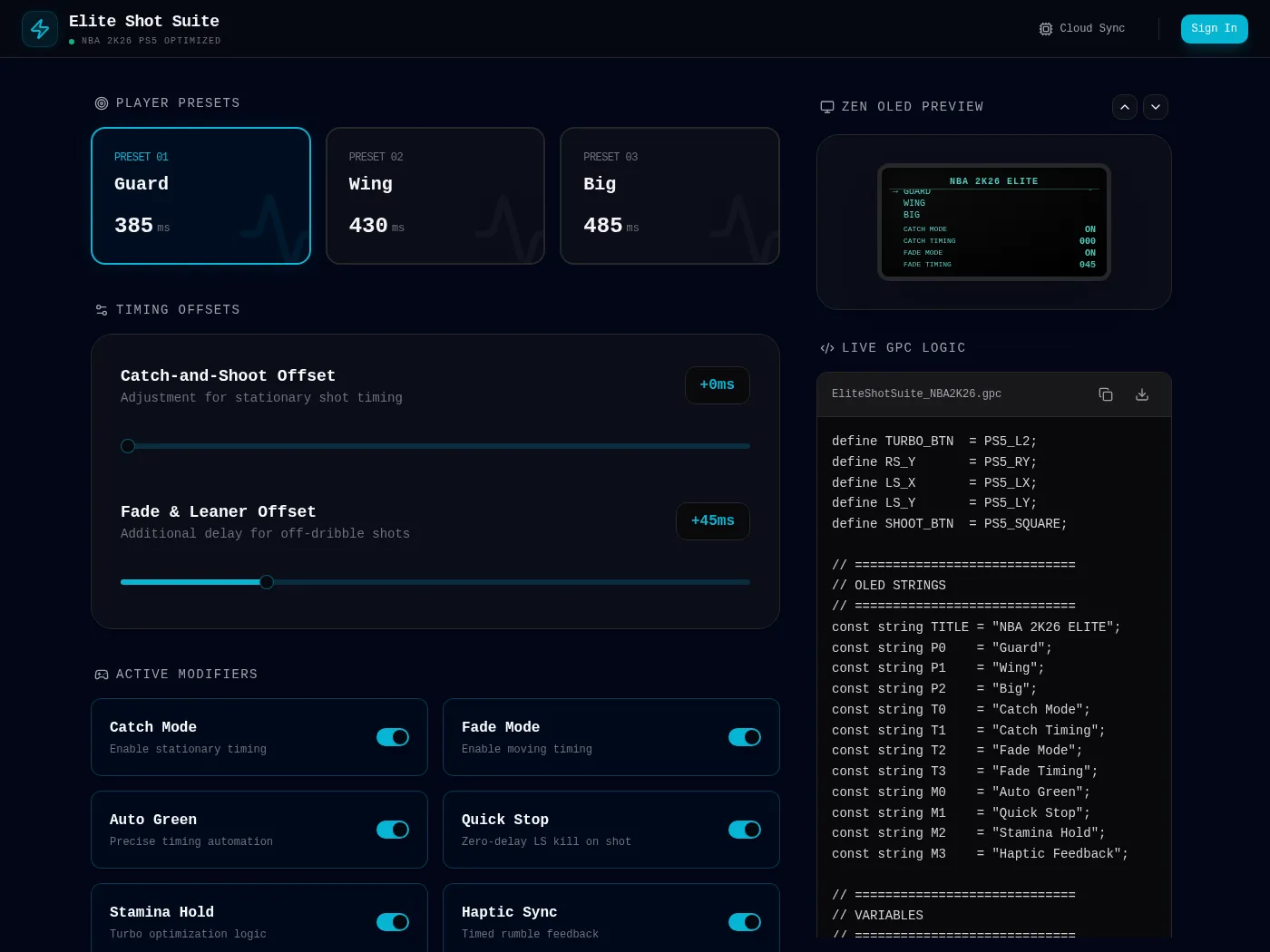 Elite Shot Suite Web UI