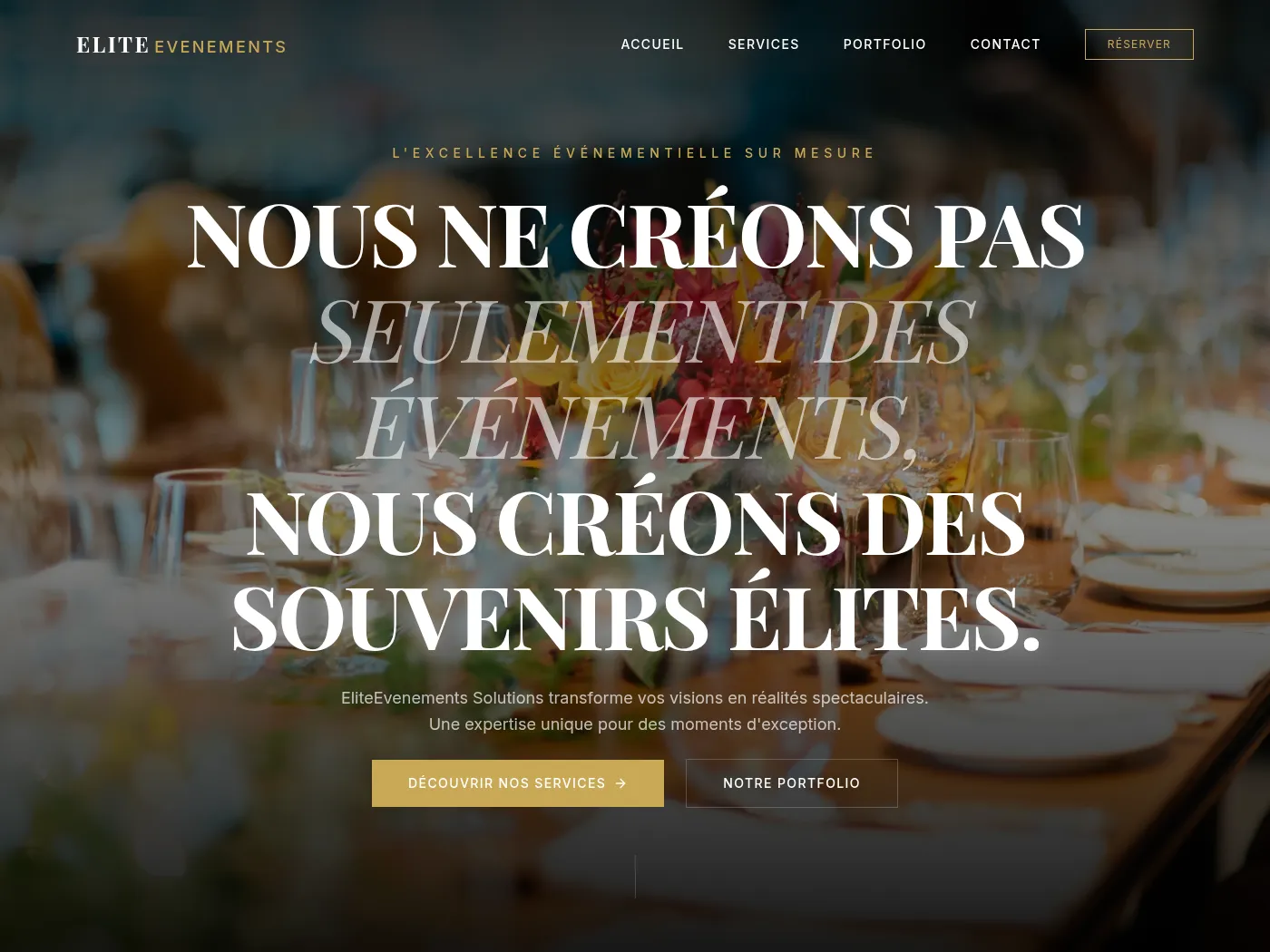 EliteEvenements Landing Page