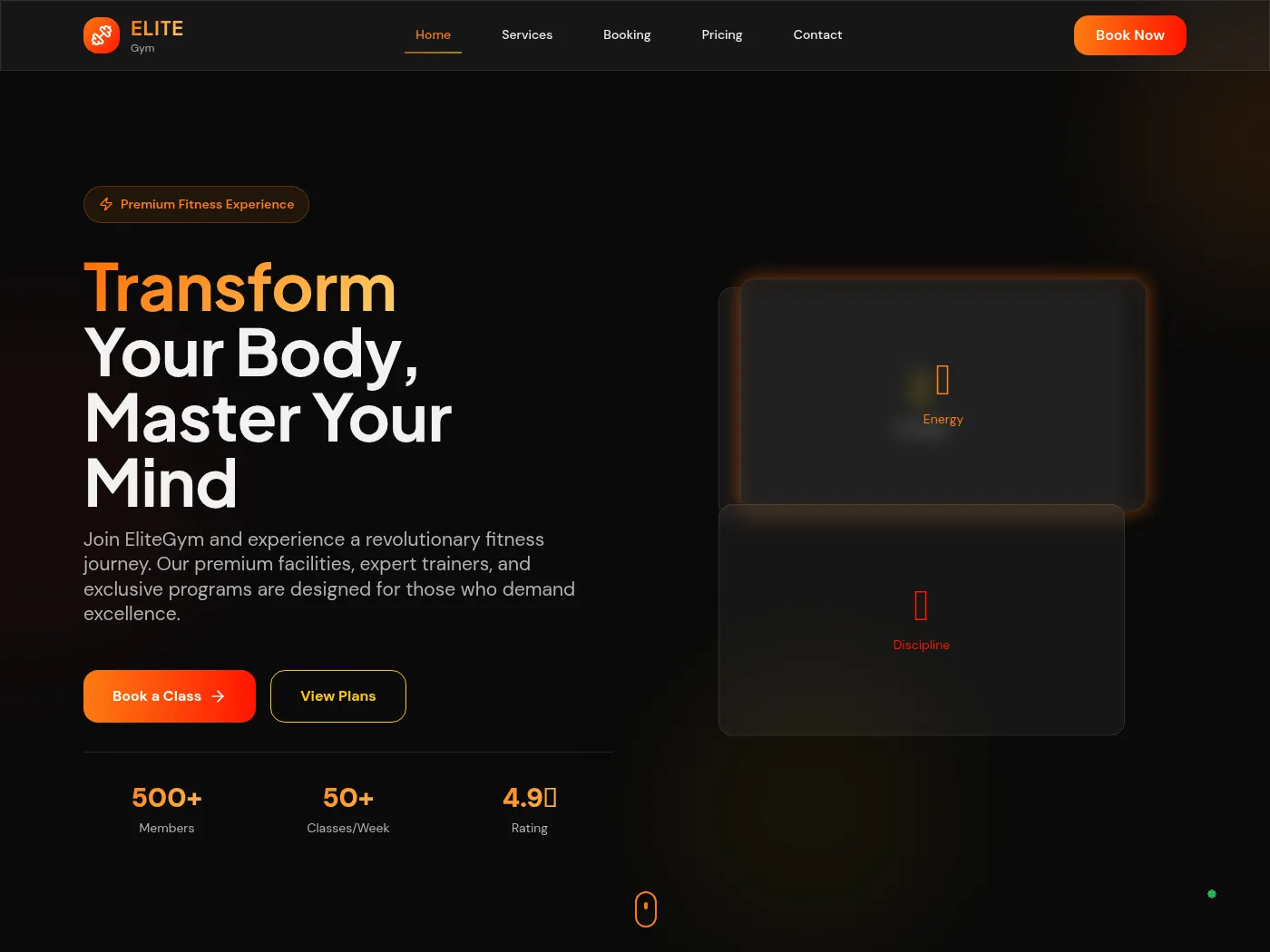 EliteGym Web Experience