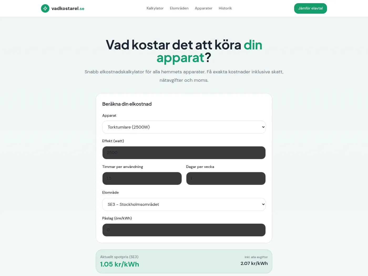 Vadkostarel Elkostnadssajt