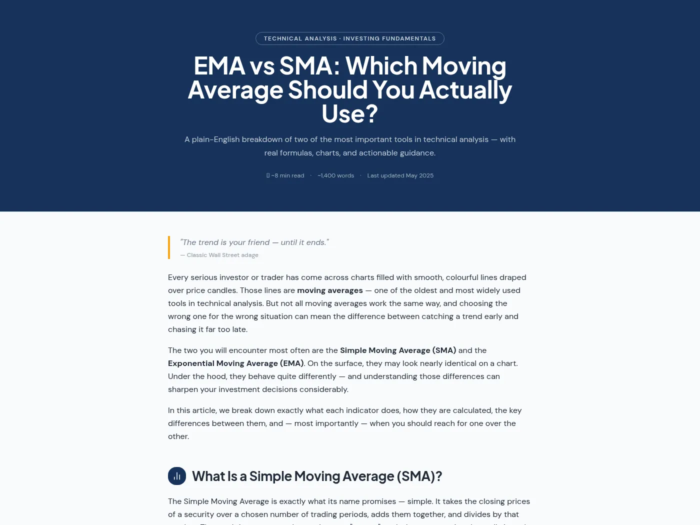 EMA vs SMA Article Hub