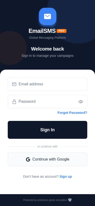 Global EmailSMS Platform