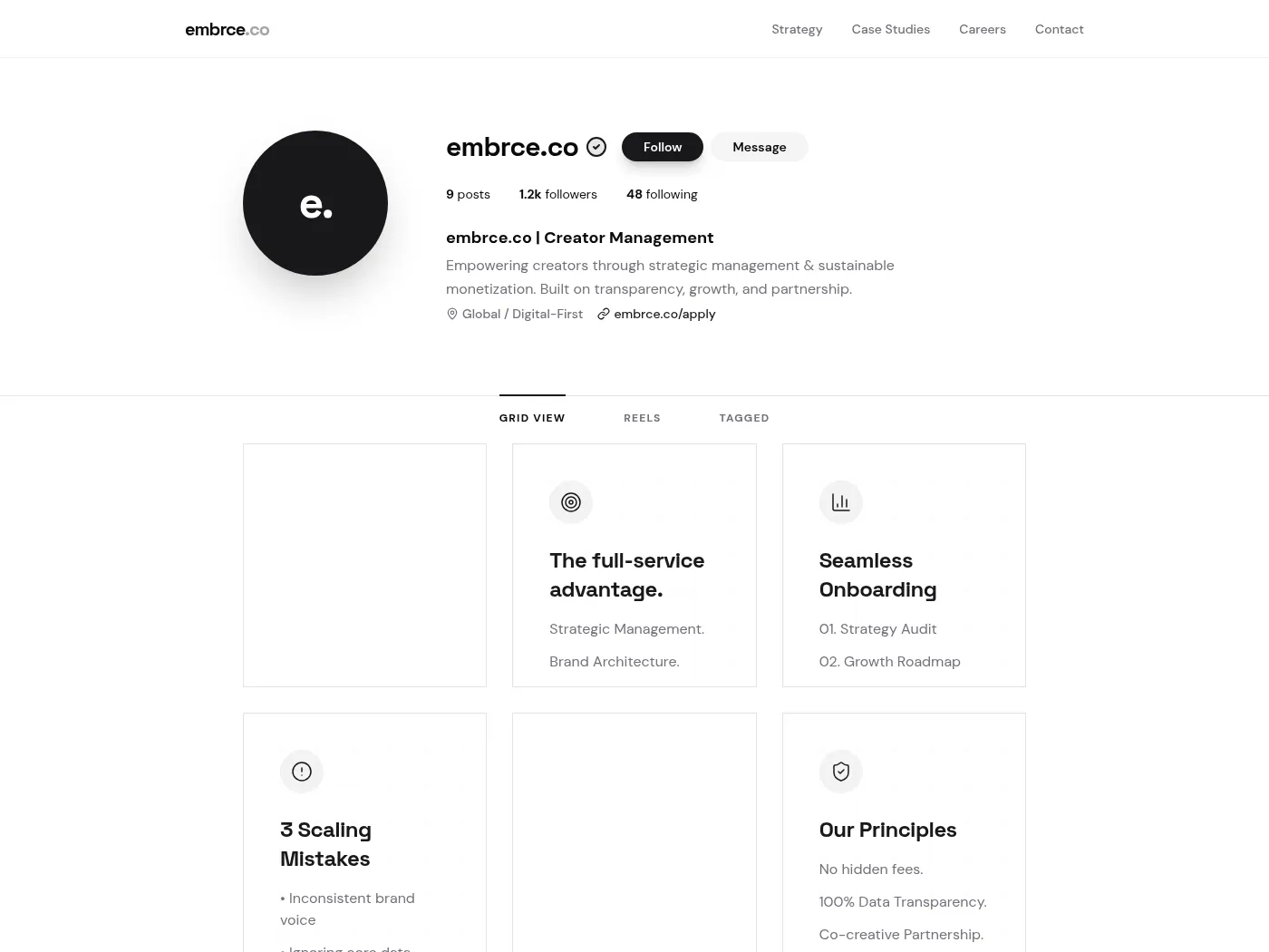 Embrce.co IG Grid Design