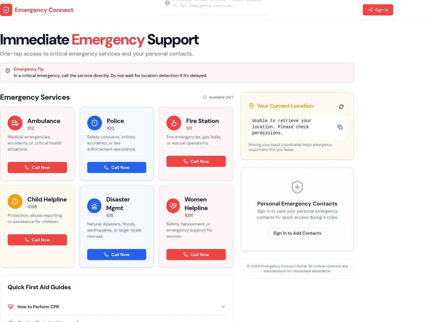 Emergency Connect Portal