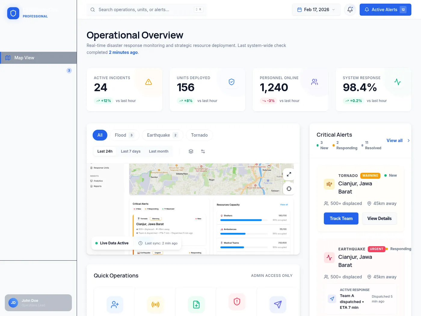 Emergency Ops Pro Dashboard
