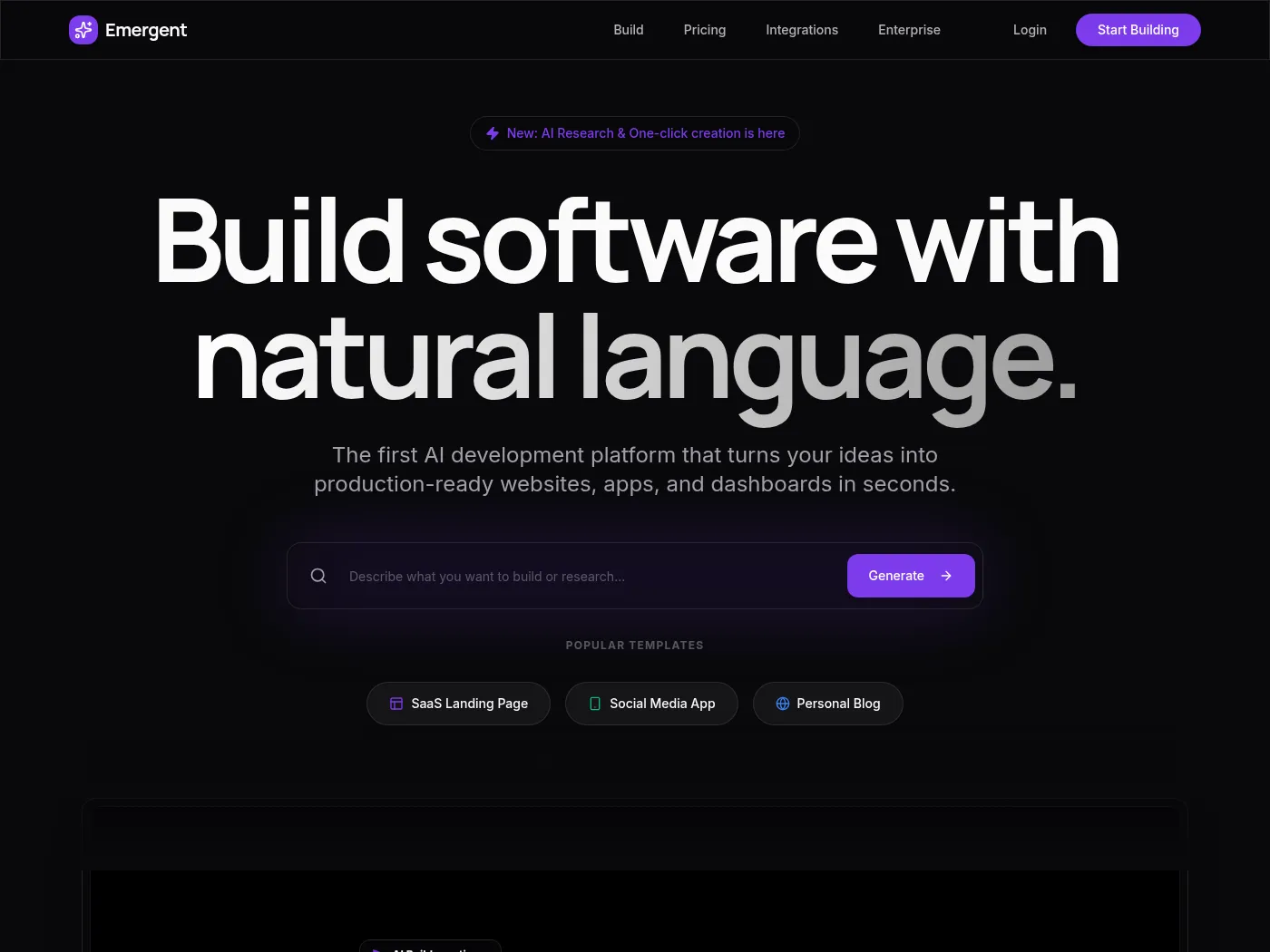 Emergent AI Web Platform
