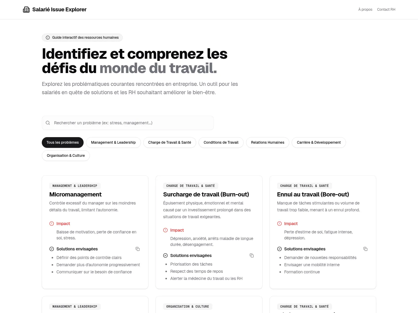 Salarié Issue Explorer