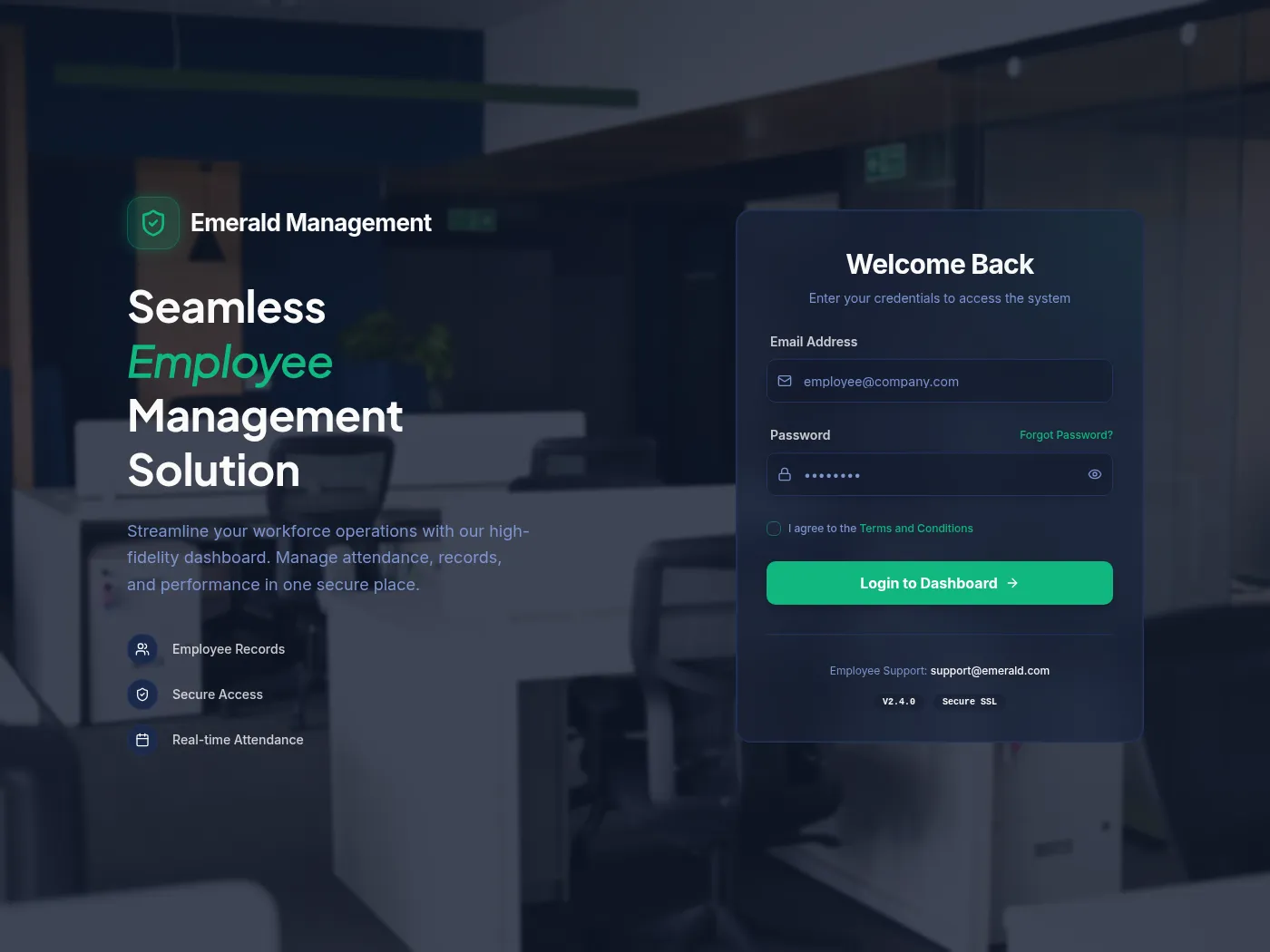 Elegant Employee Login UI