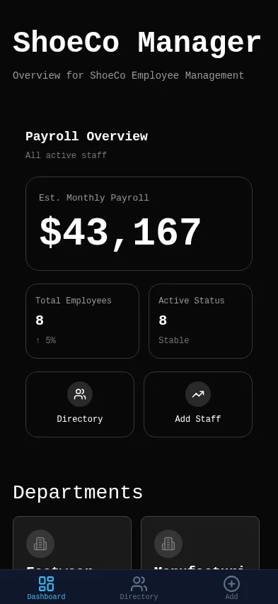 ShoeCo Employee Manager