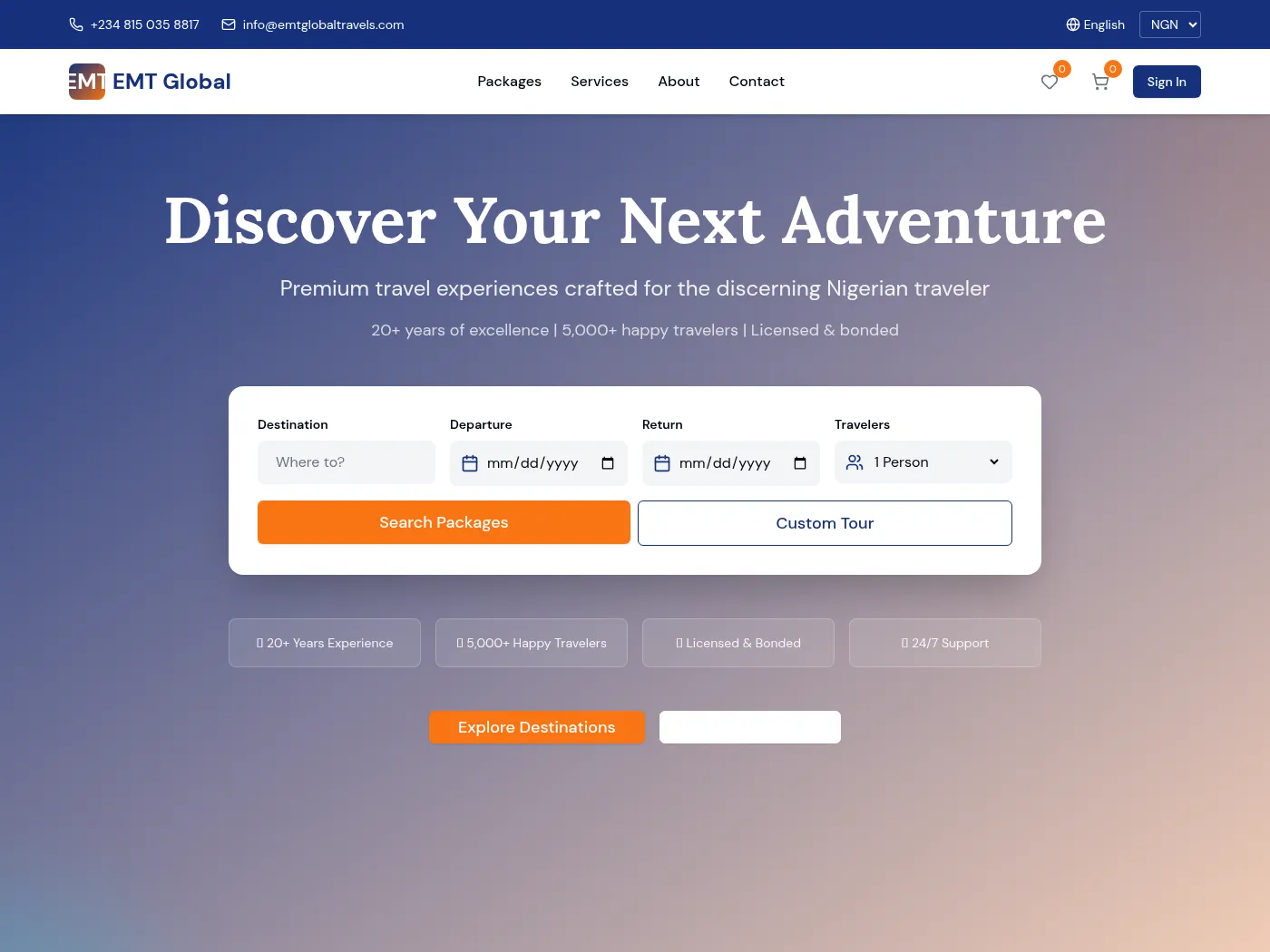 EMT Global Premium Travel Site