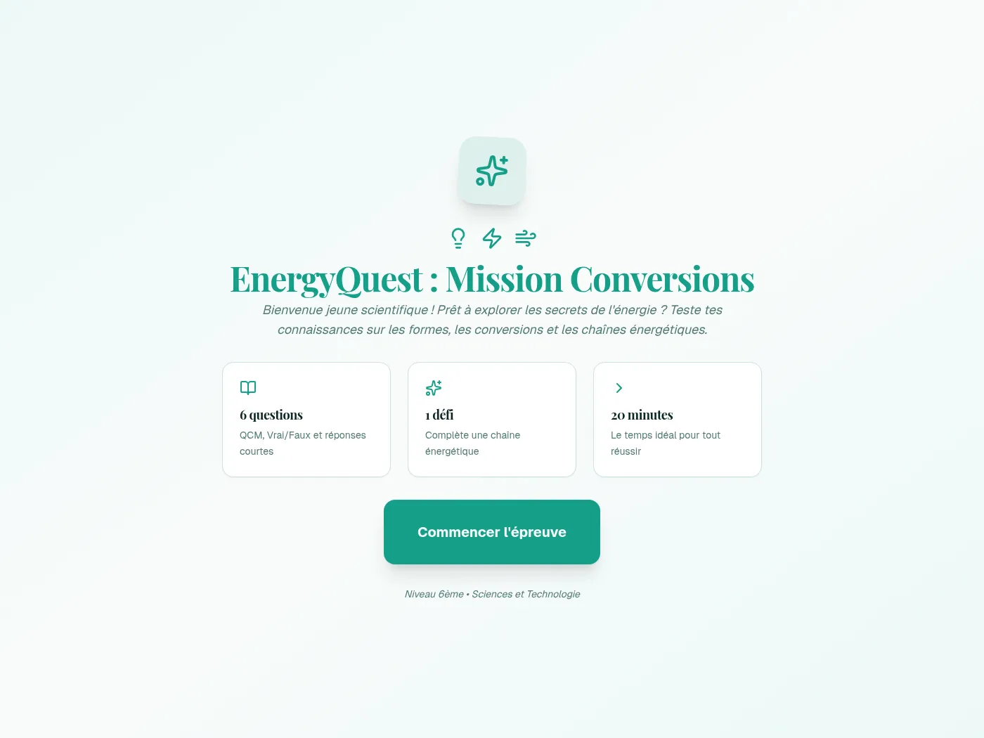 EnergyQuest Science Quiz